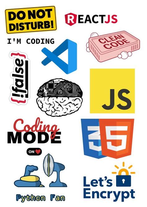 Premium Programming Stickers Pack 10 Assorted 3x2 Inch Decals For