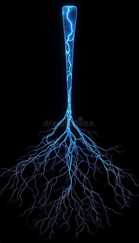 Electric Tree Visualization Of Root System With Lightning Energy Abstract Energy Flow 3d