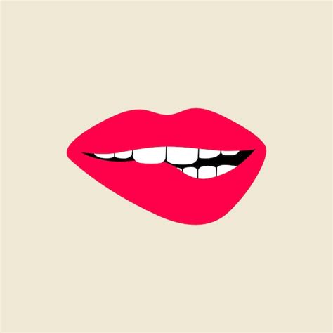 Premium Vector Open Female Human Mouth Lip Biting With Teeth In Flat