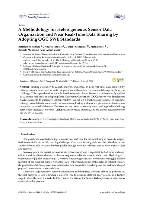 Pdf A Methodology For Heterogeneous Sensor Data Organization And Near Real Time Data Sharing