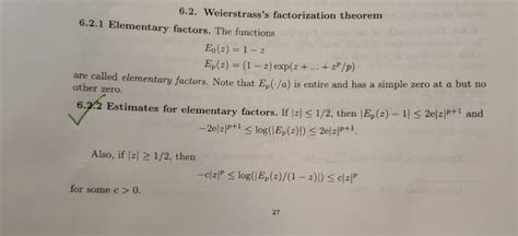 62 Weierstrasss Factorization Theorem 621