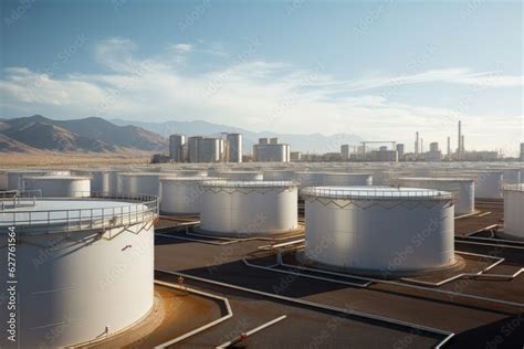 Foto De Tank Farm With Rows Of Oil Storage Tanks Do Stock Adobe Stock