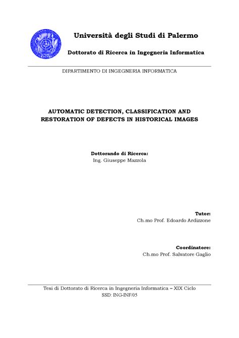 Automatic Detection Classification And Restoration Of Defects In