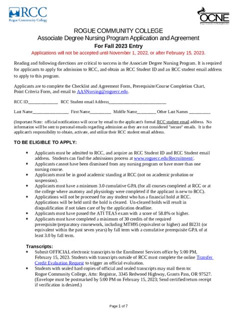 Rcc Associate Degree Nursing Program Selection Points Doc Template