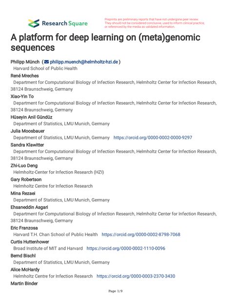 Pdf A Platform For Deep Learning On Metagenomic Sequences