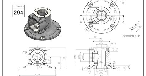 3d Cad Exercises 294 Cad Cam Design Autocad Isometric Drawing