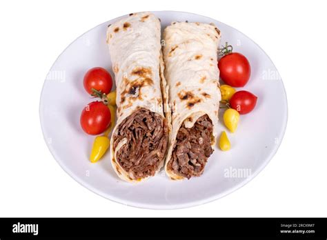 Wrap Doner Kebab Meat Doner Kebab Isolated On White Background