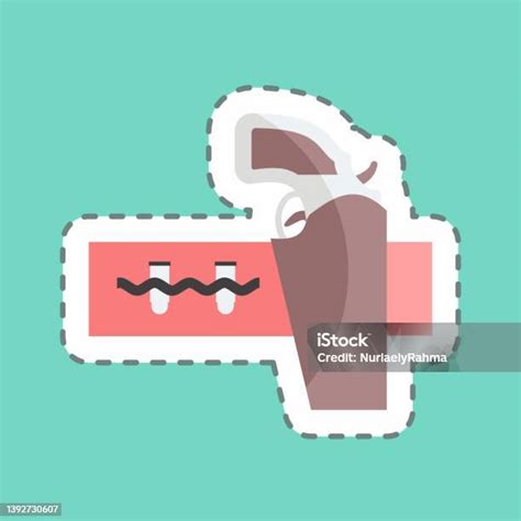 스티커 라인 컷 건 벨트 와일드 웨스트 기호에 적합합니다 편집 가능한 간단한 디자인 디자인 템플릿 벡터 간단한 기호 그림 가방에 대한 스톡 벡터 아트 및 기타 이미지