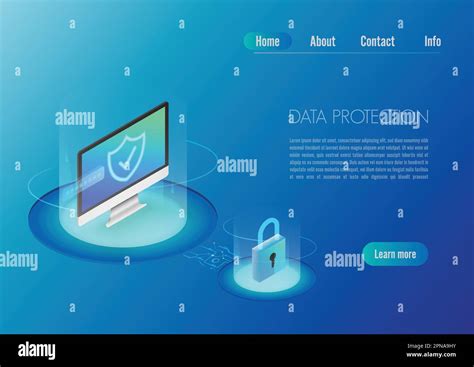 Isometric Design Concept Web Banner Computer With Full Option Security