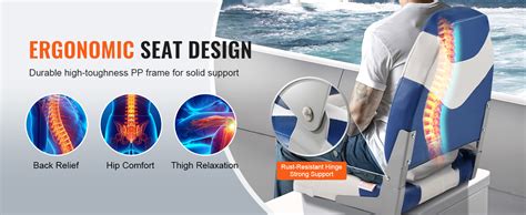 Vevor Boat Seats 555 Mm High Back Boat Seat Folding Boat Chair With