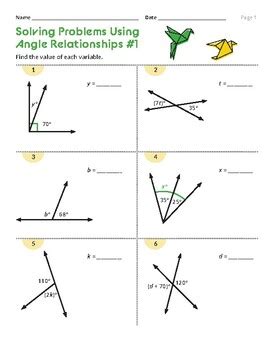 Solving Problems Using Angle Relationships By Monet Library TpT