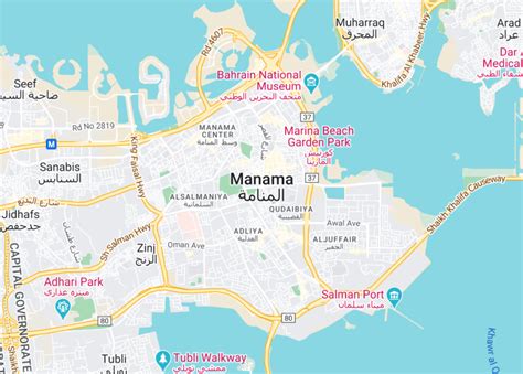 Manama Map Bahrain Travel Map With Manama City