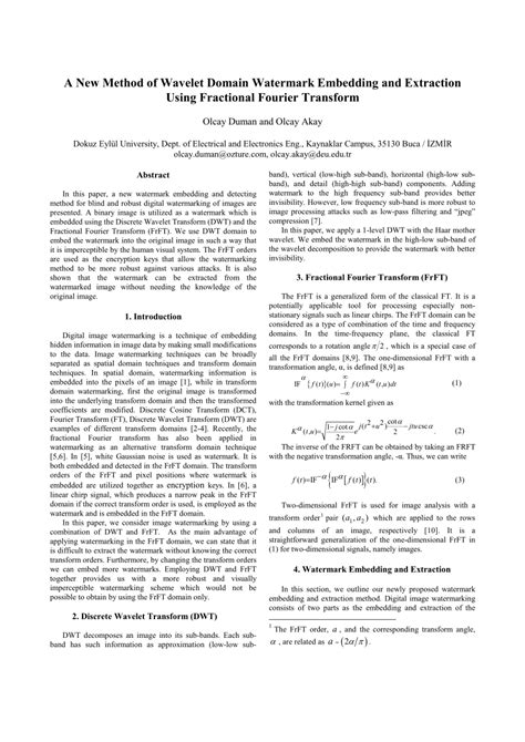 Pdf A New Method Of Wavelet Domain Watermark Embedding And Extraction