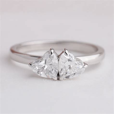 Heart Diamond Two Stone Ring Ouros Jewels