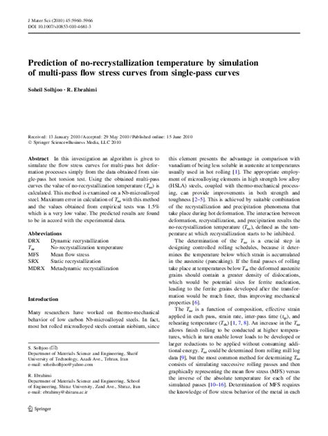 Pdf Prediction Of No Recrystallization Temperature By Simulation Of