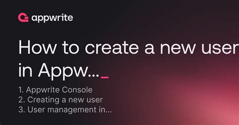 How To Create A New User In Appwrite Console Threads Appwrite