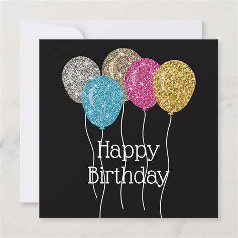 Happy Birthday Colorful Glitter Balloons Zazzle