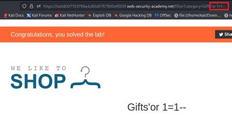 Lab Sql Injection Vulnerability In Where Clause Allowing Retrieval Of Hidden Data Master