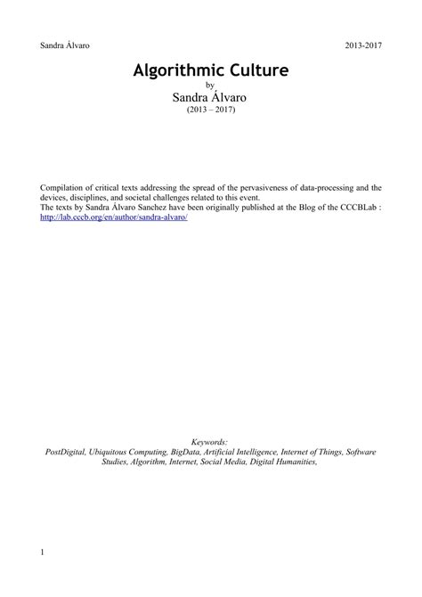 Pdf Algorithmic Culture