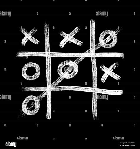 Noughts And Crosses Game Tic Tac Toe On Blackboard Winning Stock