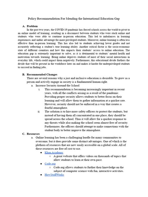 Policy Recommendation Pdf Learning Educational Technology