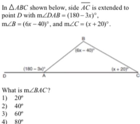 solved in abc shown below side overline ac is extended to point d