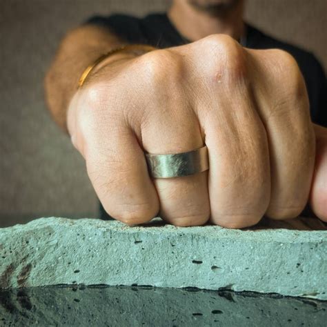 Wide Comet 8mm Distressed Titanium Mens Ring Mro