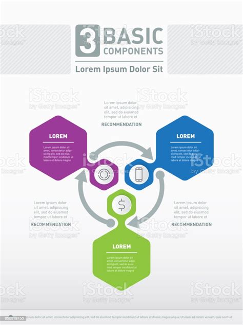 Infographic 기술 또는 교육 과정의 벡터 비즈니스 프레 젠 테이 션 개념 3 옵션입니다 원 정보 그래픽 차트 또는 다이어그램의 웹 템플릿 아이콘 집합을 사용 하 여
