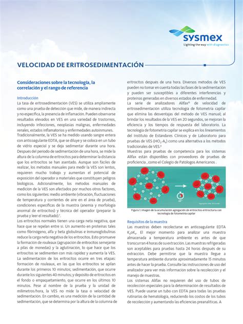 Velocidad De Eritrosedimentacion Pdf Especialidades Medicas Medicina Clinica