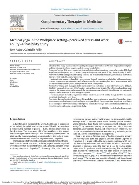 Axen 2017 Complement Ther Med Pdf Dependent And Independent Variables Nursing