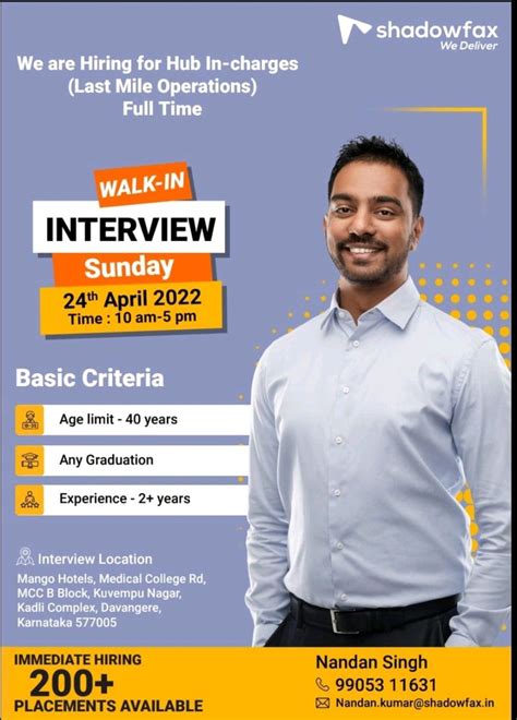 Gaurav Pant On Linkedin We Are Hiring There Is A Hiring Event For Hub Incharges At Bangalore