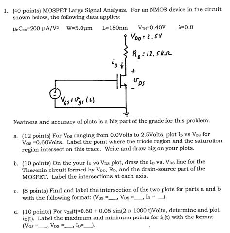 40 points mosfet large signal analysis for an nmos device in the ci