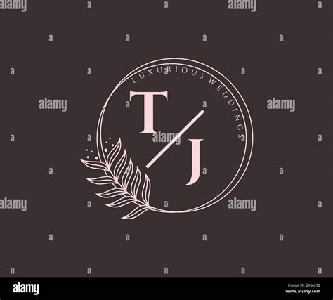 Tj Initials Letter Wedding Monogram Logos Template Hand Drawn Modern