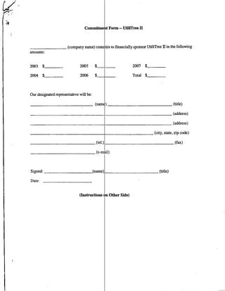 Document Commitment Form From UtiliTree PDF