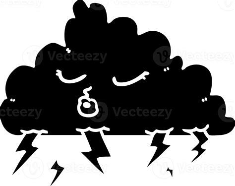 Cartoon Thundercloud Solid Black Icon 45458543 Png