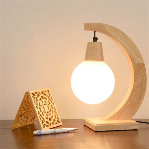 Nordic Arch Table Light Wood 1 Head Bedroom Night Stand Lamp With Ball