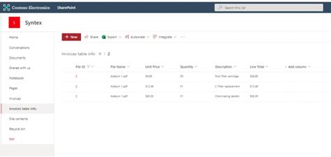 Extract All Table Data Rows In A Form Using Sharepoint Syntex Leon