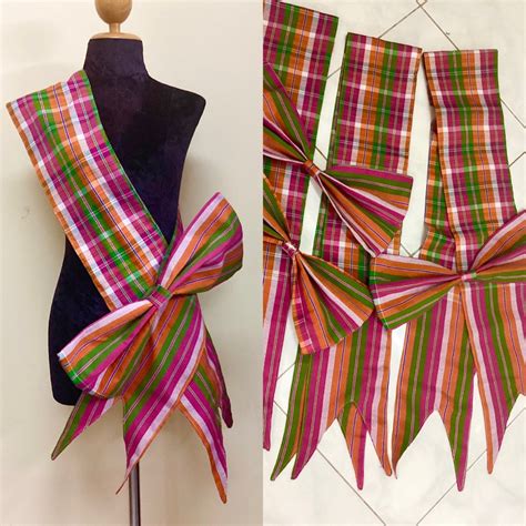 สายสะพายผ้าขาวม้าพร้อมโบว์เข้าเซ็ทกันแบรนด์โมเน่handmade Shopee Thailand