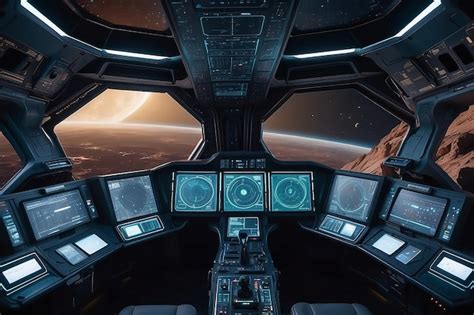 Premium Photo Futuristic Spaceship Cockpit Hightech Scifi Photography