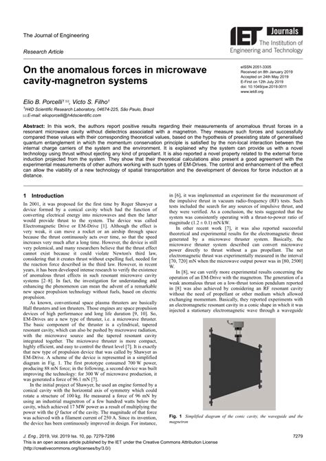 Pdf On The Anomalous Forces In Microwave Cavity Magnetron Systems