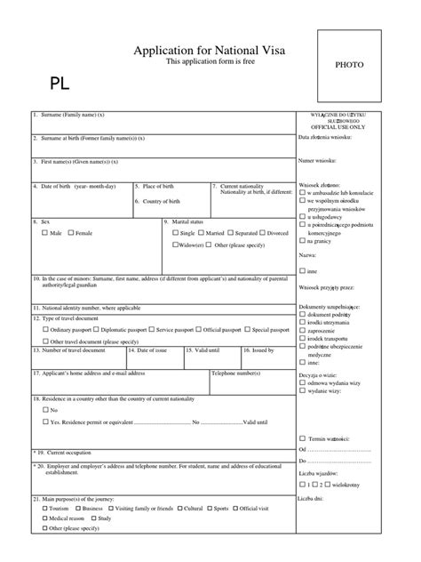 National Visa Application Form Eng Pdf Travel Visa International Law