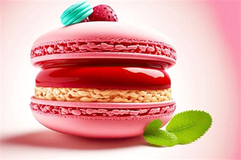 Premium Photo Sweet Dessert Macaron With Juicy Filling Of Raspberry Paste