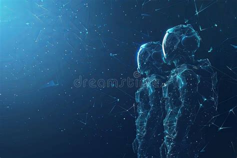 Silent Robotic Communication Via Wireframe Connection Futuristic Tech