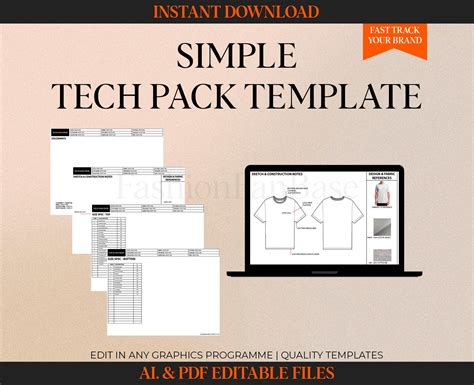 Simple Tech Pack Template Fashion Tech Pack Template Kit Hoodie Tech