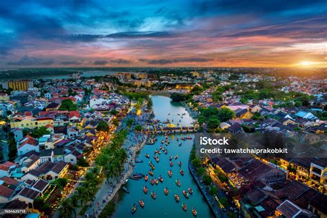 Hoi An Antigua Ciudad Y Río Hoai En El Crepúsculo Vietnam Foto De Stock