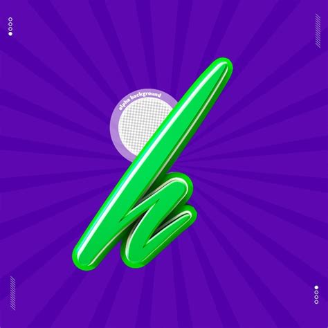 Premium Psd 3d Render Letter H Font Lowercase Green