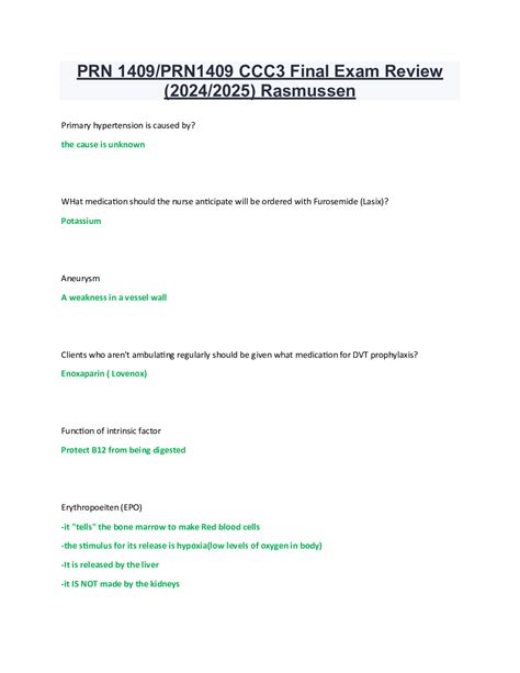 Prn 1409 Prn1409 Ccc3 Final Exam Review With 100 Verified Solutions