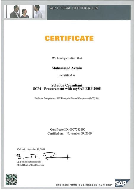 Sap Academy Certificat Pdf