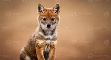 Curious Young Dhole Pup In Natural Habitat For Wildlife Conservation