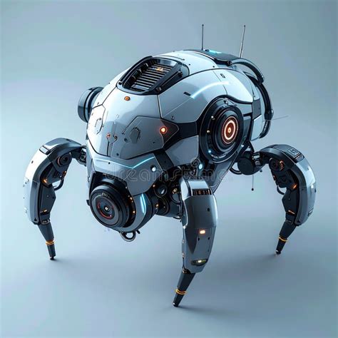 Advanced Robotic Scout With Luminous Sensors Stock Illustration